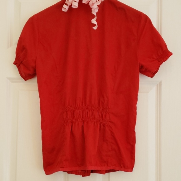 The Limited | Tops | Limited Short Sleeve Red Blouse With Ruching ...